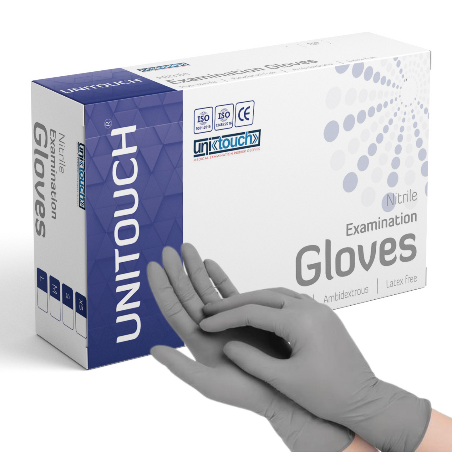 Unitouch Nitrile Powdered Free Examination Gloves (Grey) Pack of 100 P ...