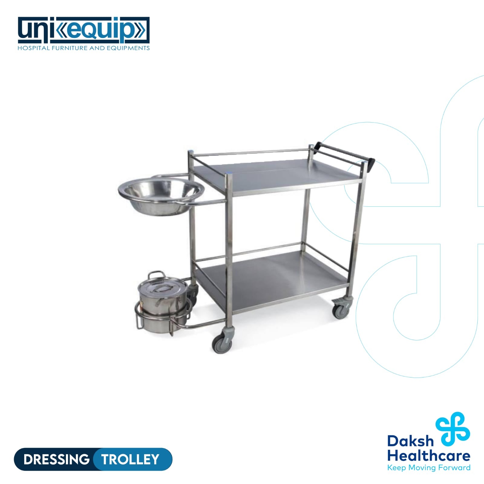 Uniequip Medical / Dental / Hospital Instrument Trolley with Bucket ...